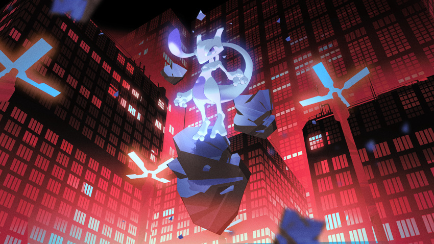 Safebooru - building commentary from below glowing horns matwvv mewtwo ...