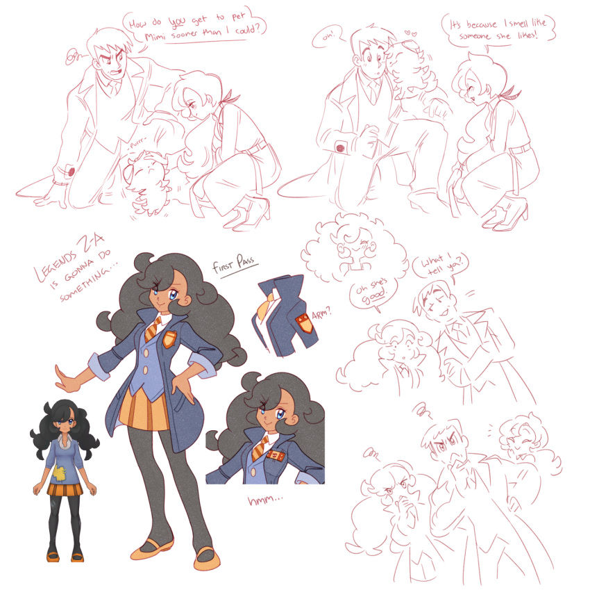 Safebooru - 1boy 2girls alternate costume anabel (pokemon) black hair ...