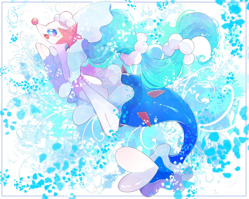 Safebooru - blue background blue eyes blue hair colored eyelashes fins ...