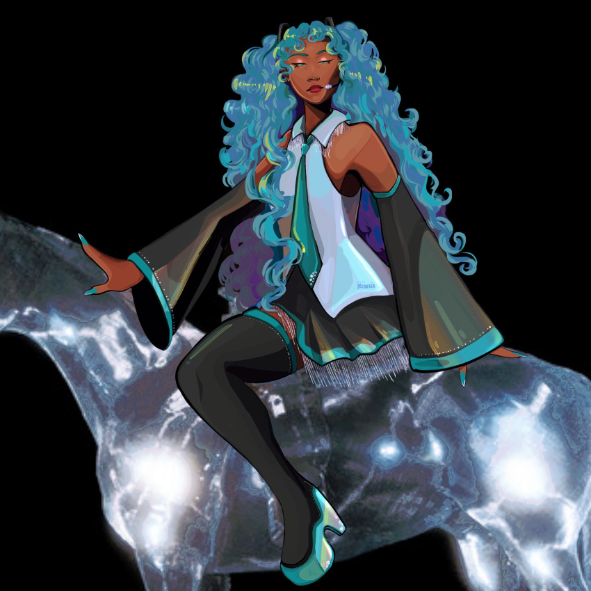 Safebooru - 1girl artist request beyonce curly hair dark-skinned female dark skin hatsune miku ...