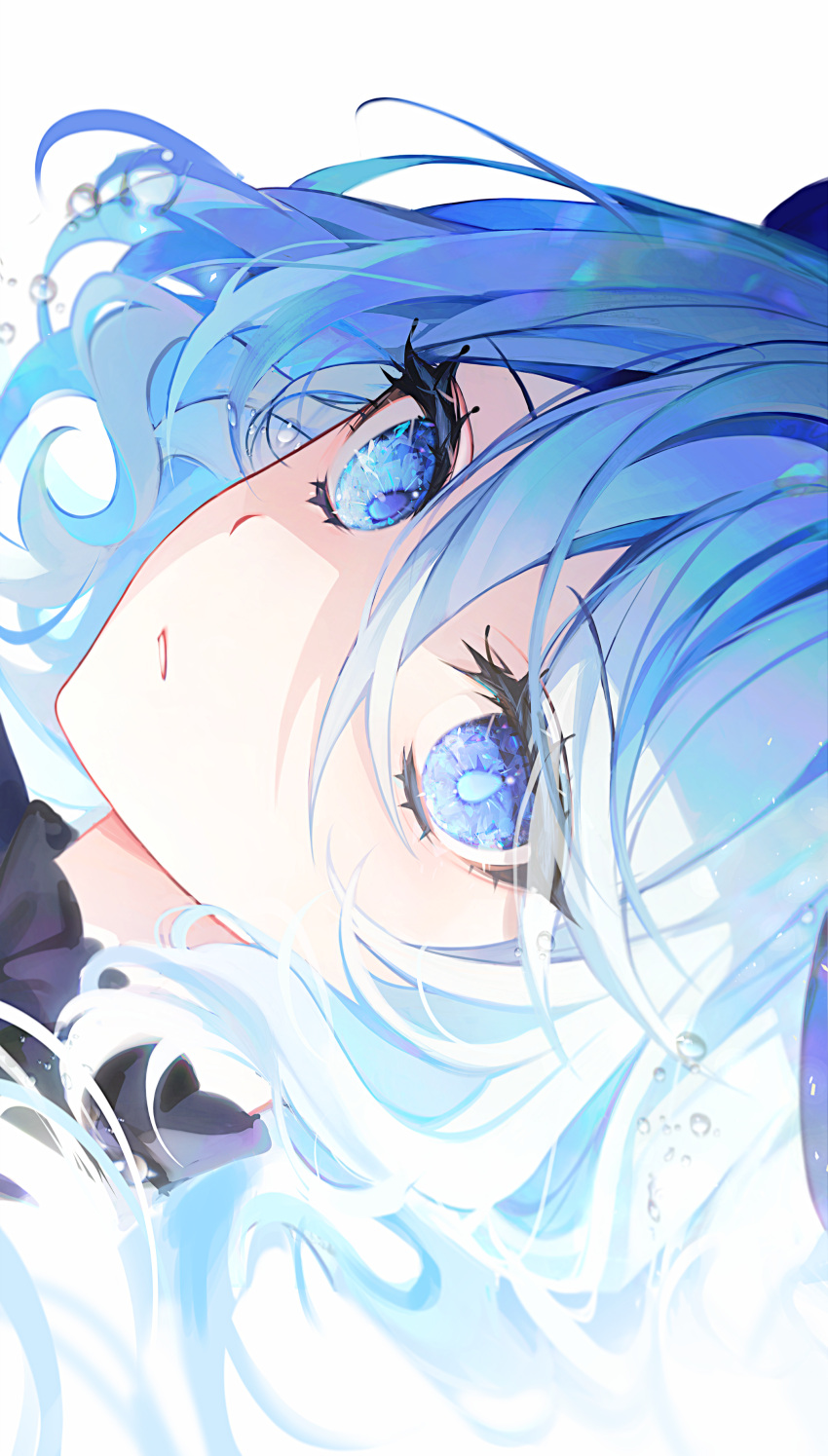 Safebooru - 1girl 58 (opal 00 58) absurdres blue hair blue hat commentary drop-shaped pupils ...