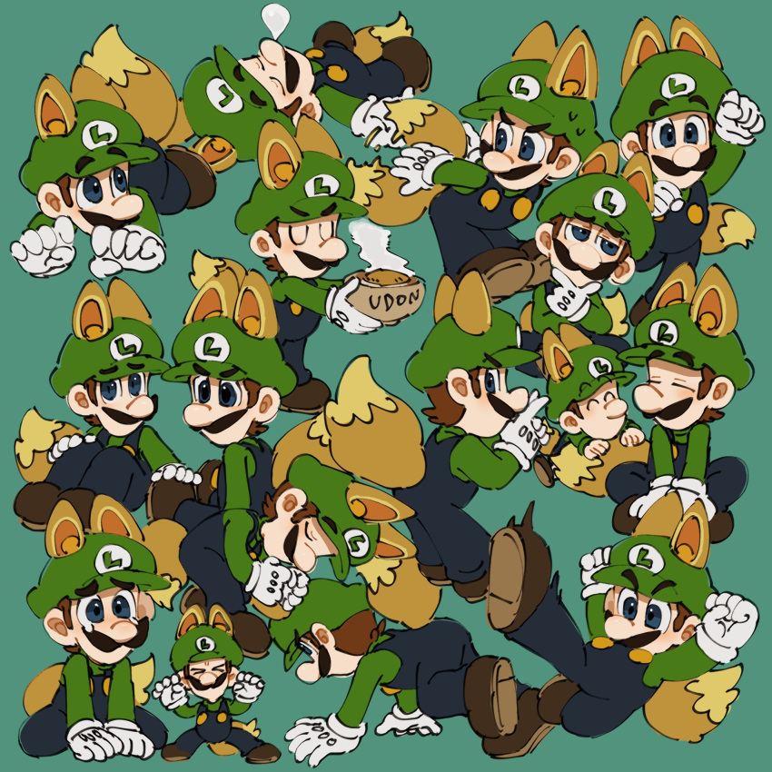 Safebooru - 2boys animal ears baby luigi blue overalls brown hair ...