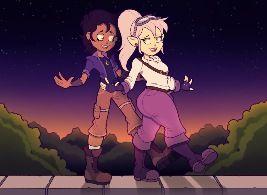 Safebooru - 2girls absurdres amity blight black hair brown eyes couple dancing duet eyelashes ...