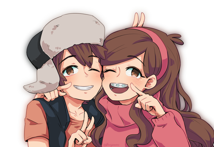 Safebooru - 1boy 1girl braces brother and sister brown eyes brown hair ...