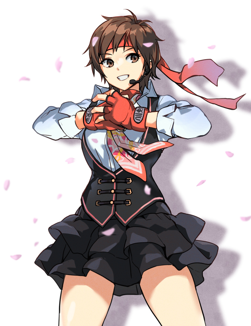 Safebooru - 1girl amado (shin) black skirt black vest brown eyes brown ...