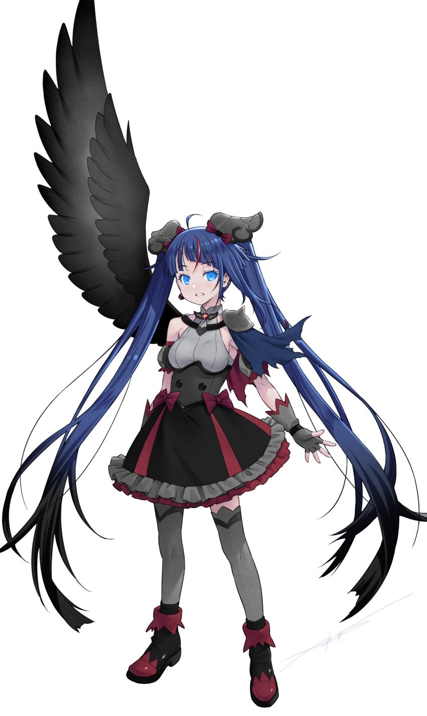 Safebooru - 1girl ahoge black hair blue eyes blue hair boots breasts cape cure sky cure sky ...