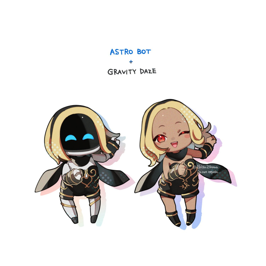 Safebooru - astro bot (series) black scarf blonde hair chibi cosplay ...