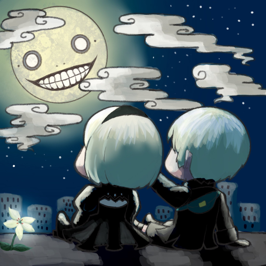 Safebooru - 2b (nier:automata) 9s (nier:automata) building chibi chibi ...