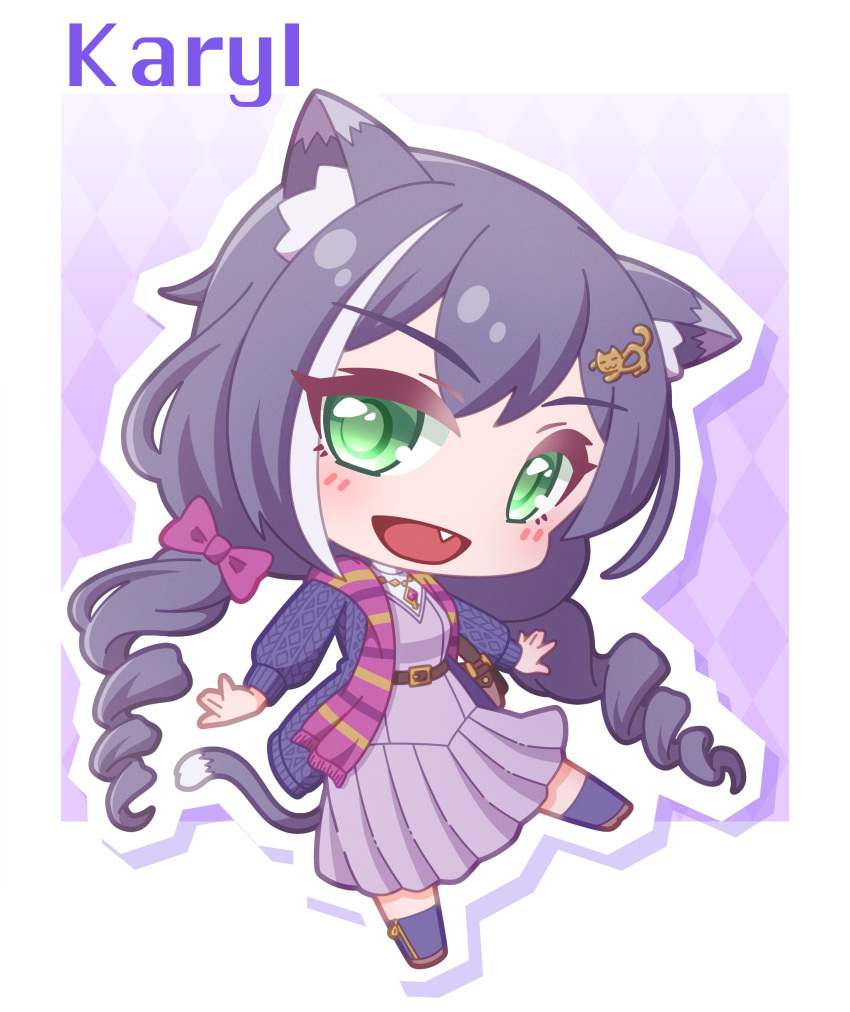 Safebooru - 1girl absurdres animal ear fluff animal ears argyle background belt belt buckle bow ...