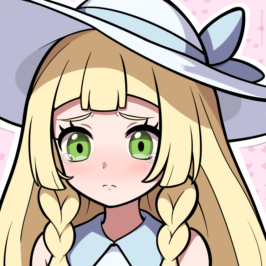 Safebooru - 1girl ami art blonde hair blunt bangs blush braid closed mouth collared dress ...