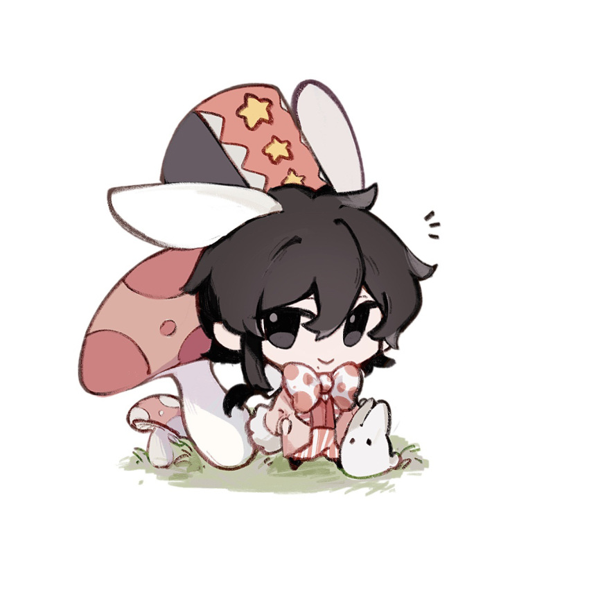 Safebooru - 1boy animal ears black eyes black hair bow bowtie ...