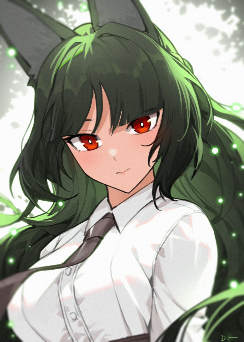 Safebooru - 1girl animal ears black hair black necktie blunt bangs ...