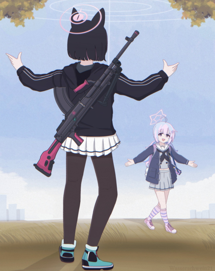 Safebooru - 2girls absurdres animal ears black hair blue archive bren ...