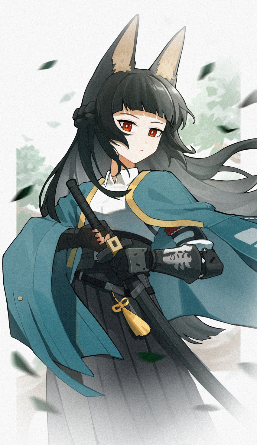 Safebooru - 1girl absurdres animal ears antutu black gloves black hair black skirt blunt bangs ...