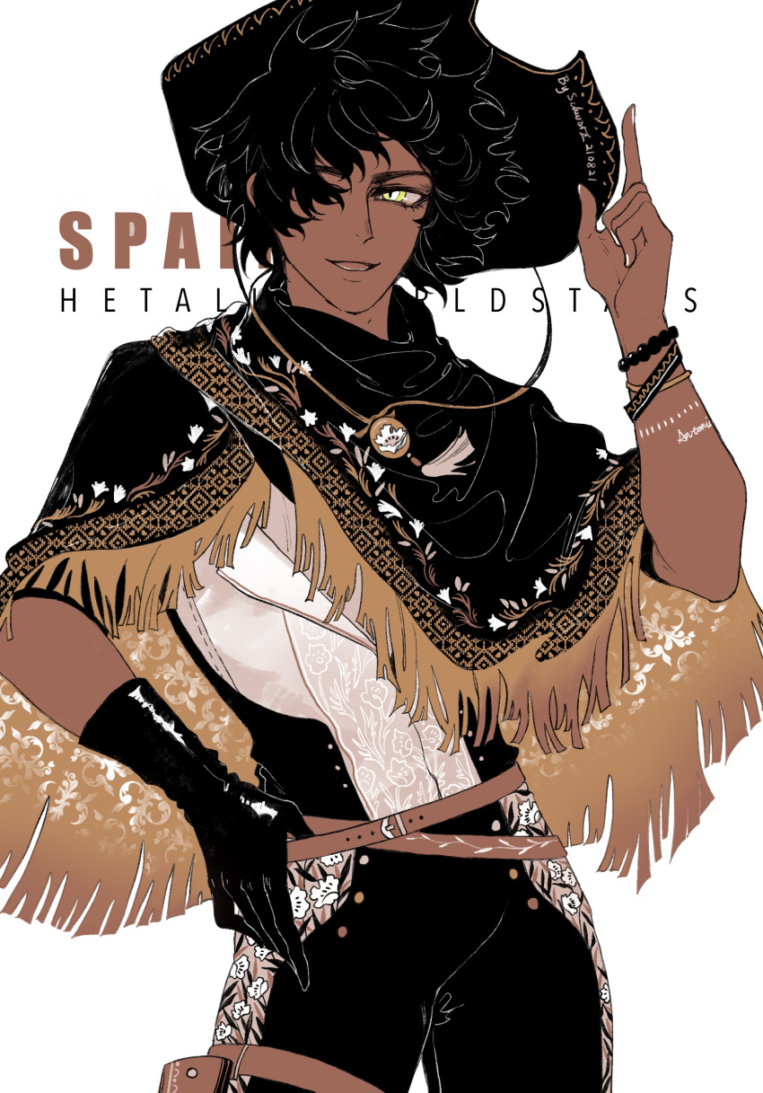 Safebooru - 1boy axis powers hetalia belt bracelet brown hair corvusnemo cowboy shot dark ...