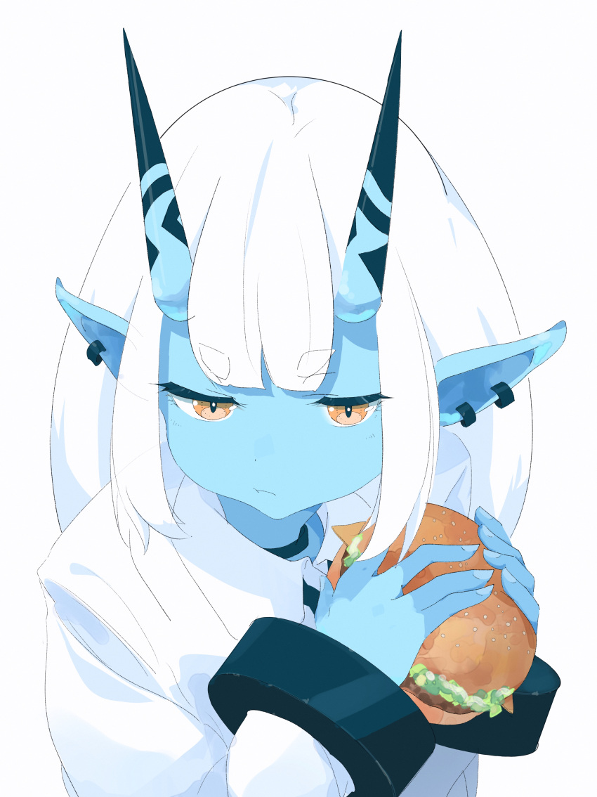 Safebooru - 1girl absurdres alternate hairstyle blue skin blunt bangs ...