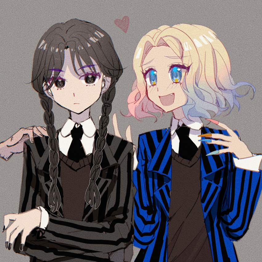 Safebooru - 2girls addams family black eyes black hair black jacket ...