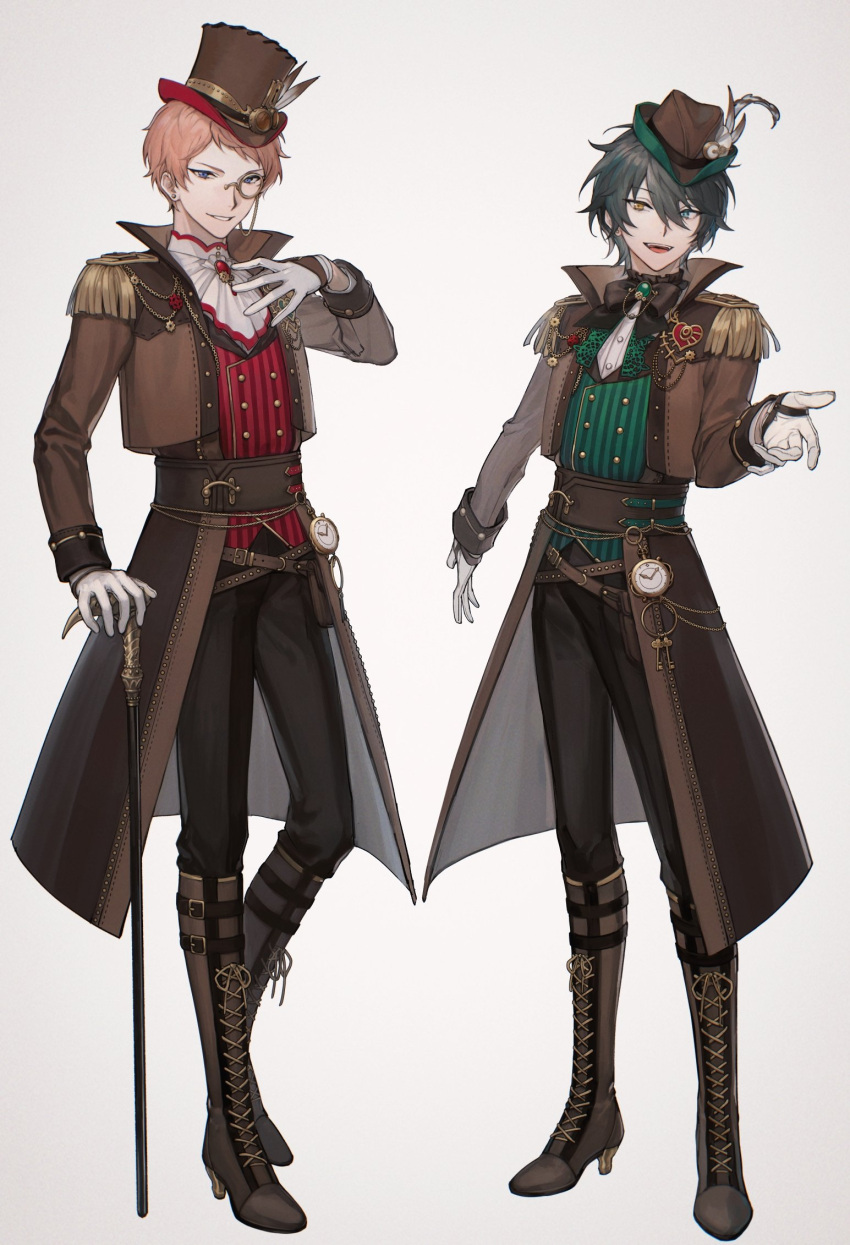 Safebooru - 2boys :d alternate costume arm at side ascot belt bishounen ...