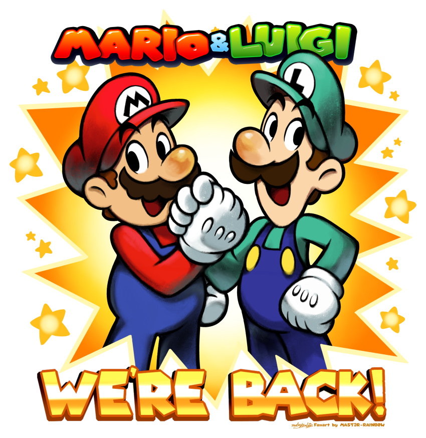 Safebooru - blue overalls green shirt hat highres luigi mario mario ...