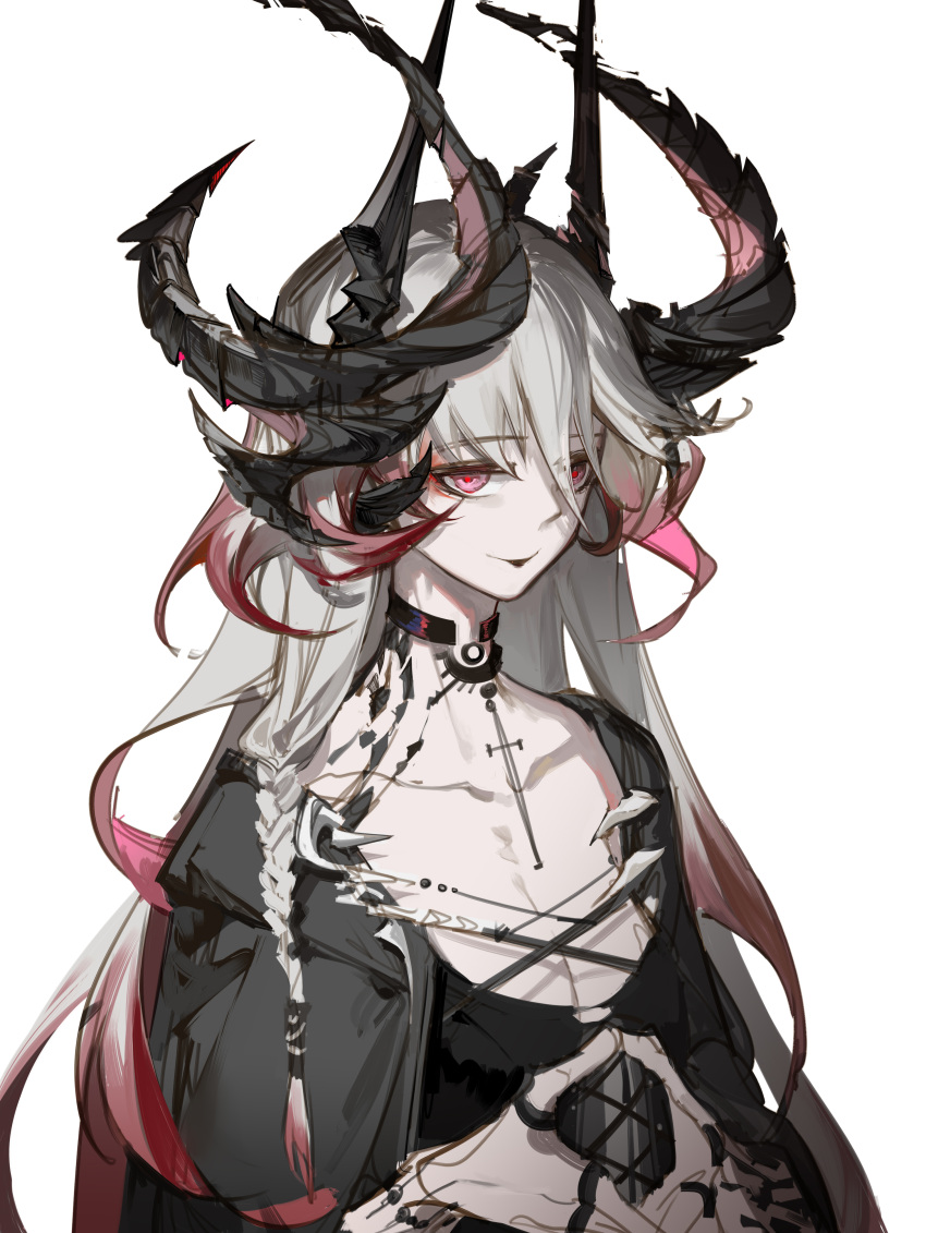 Safebooru - 1girl absurdres arknights black choker black dress choker demon girl demon horns ...