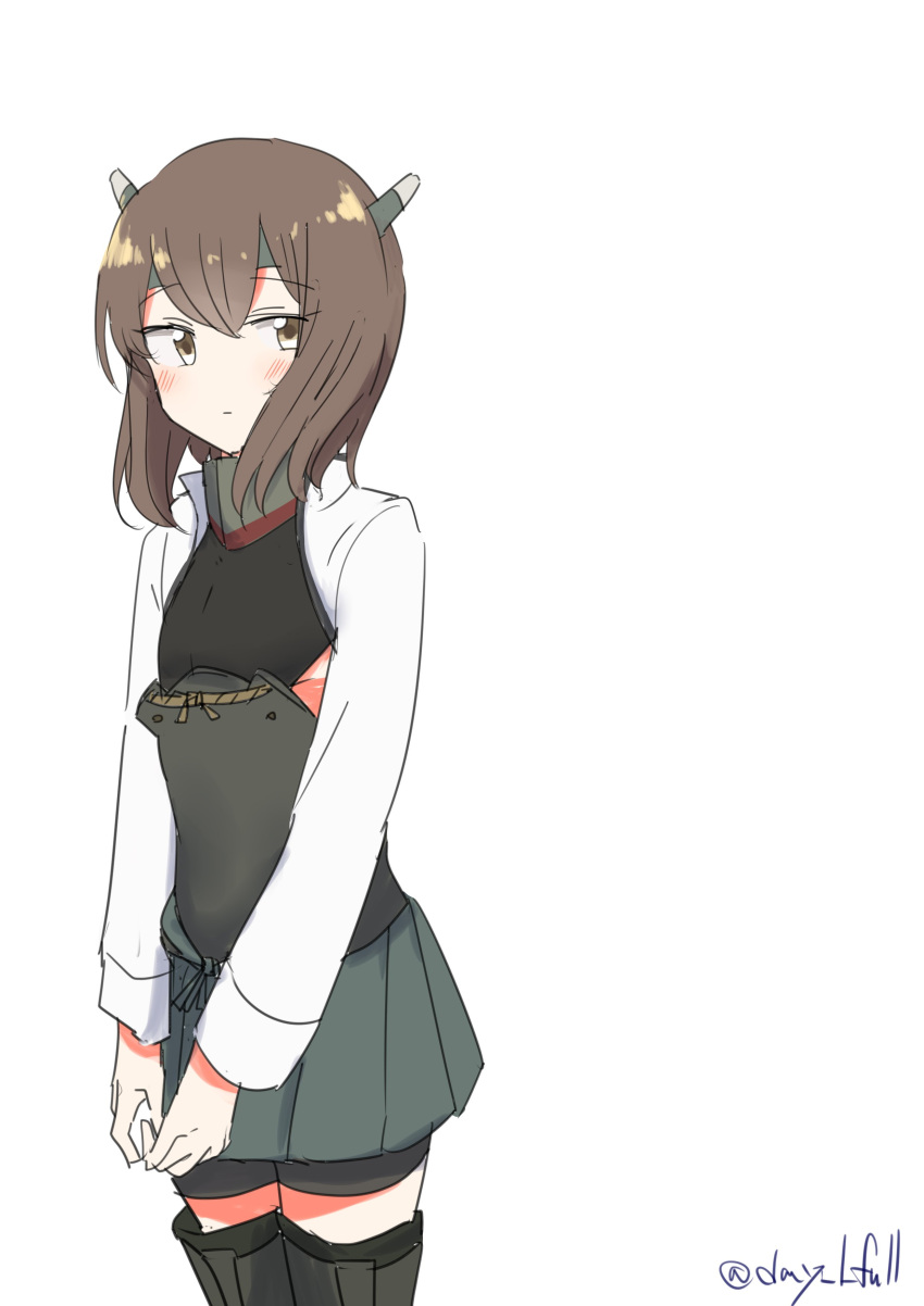 Safebooru - 1girl absurdres bike shorts brown eyes brown hair corset flat chest grey skirt ...