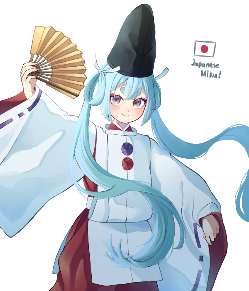 Safebooru - blue eyes blue hair detached sleeves folding fan hair rings ...