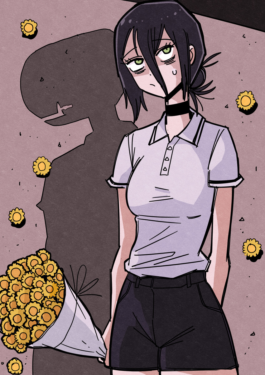 Safebooru - 1girl absurdres black choker black hair black shorts bomb devil (chainsaw man ...