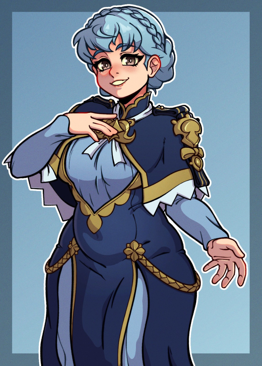Safebooru - 1girl blue background blue dress blue hair brown eyes fire emblem fire emblem: three ...