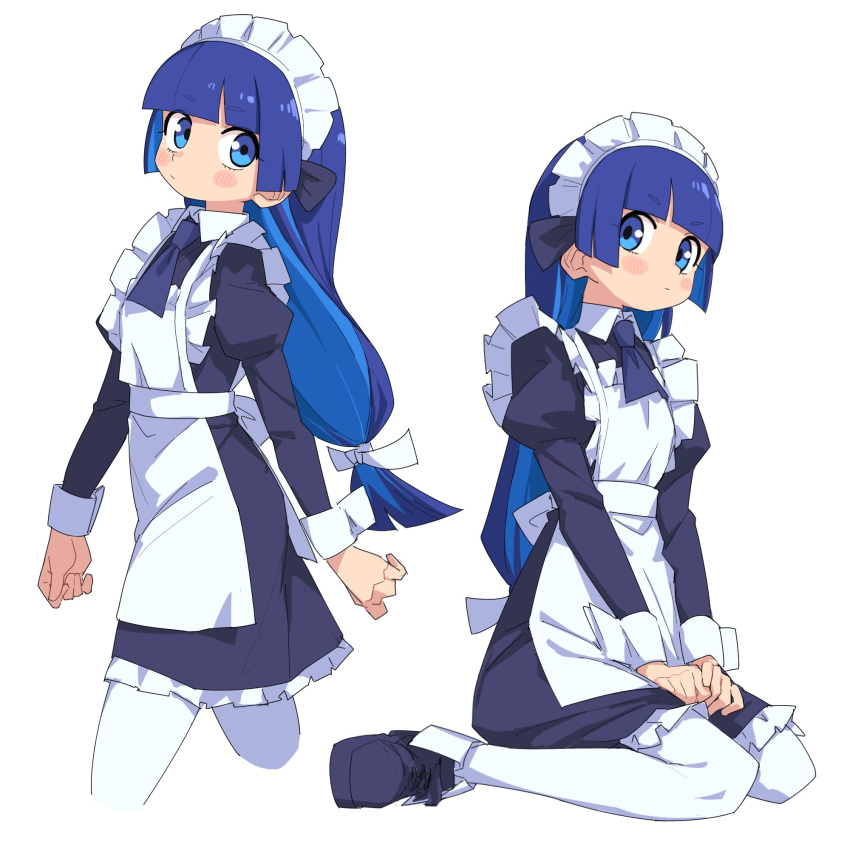 Safebooru 1girl Apron Blue Eyes Blue Hair Closed Mouth Hair Ribbon 4892