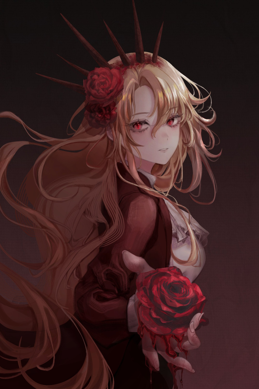 Safebooru - 1girl absurdres ascot blonde hair blood coat coma0987 don ...