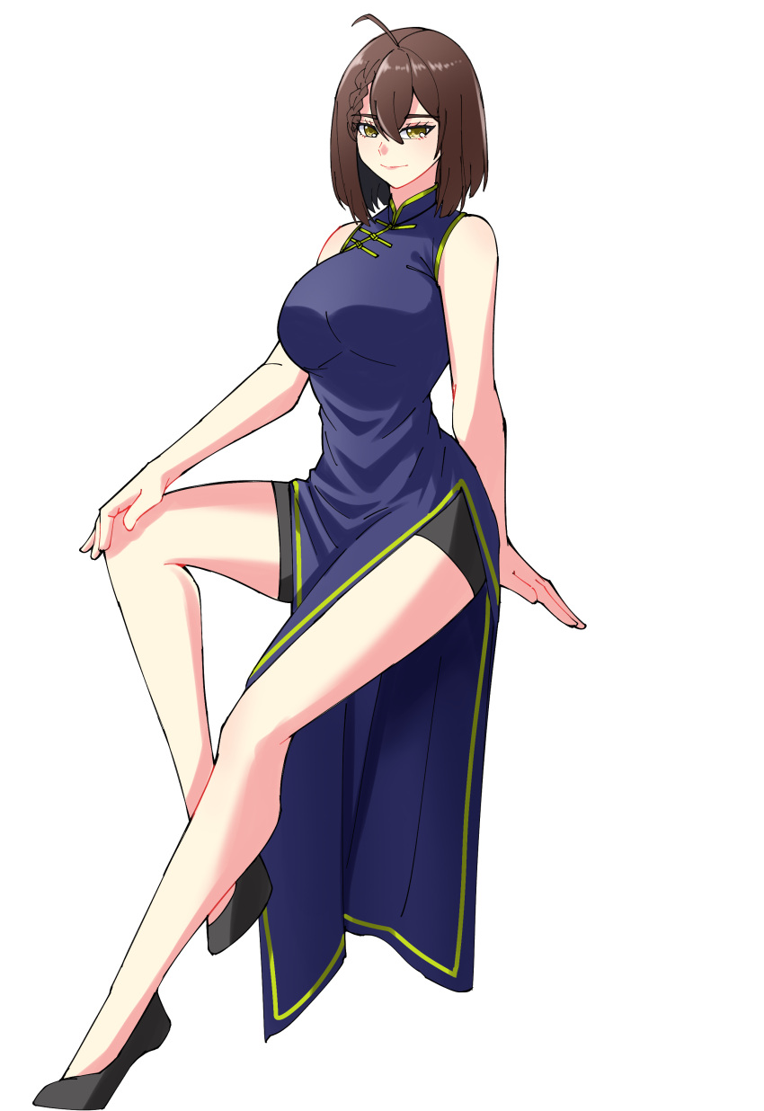 Safebooru - 1girl absurdres azur lane baltimore (azur lane) blue dress braid breasts brown hair ...