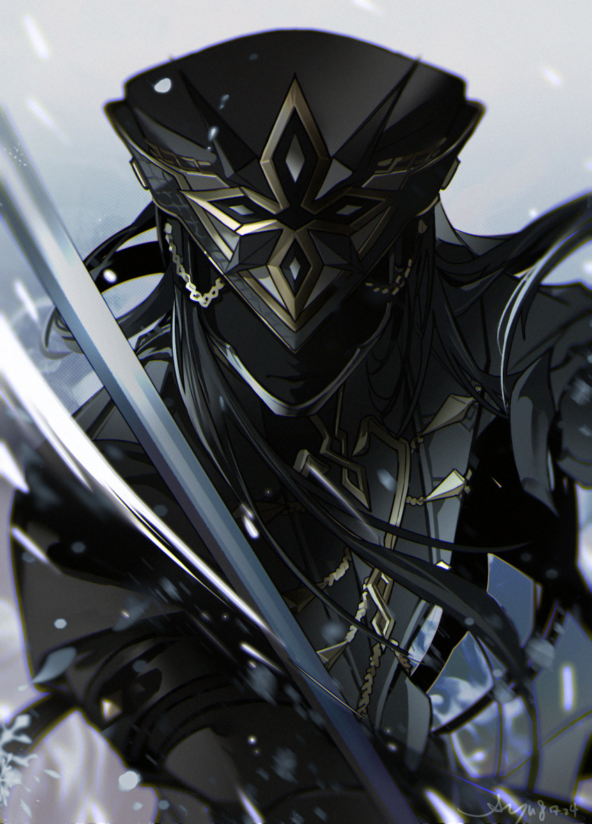 Safebooru - 1boy aiguillette artist name black hair black jacket capitano (genshin impact ...