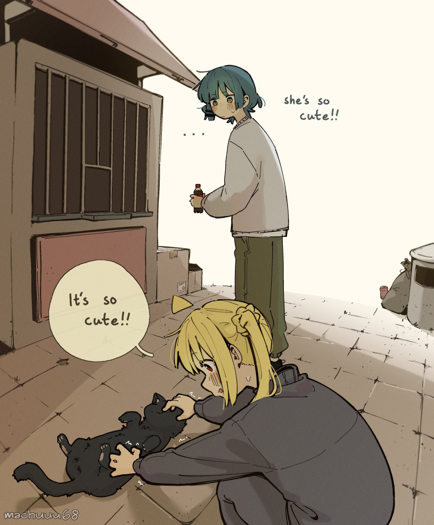 Safebooru - ... 2girls absurdres ahoge animal ears black fur blonde hair blue hair bocchi the ...