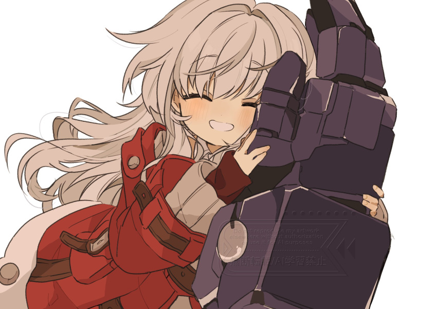 Safebooru - 1boy 1girl arm hug clara (honkai: star rail) closed eyes hair intakes happy highres ...
