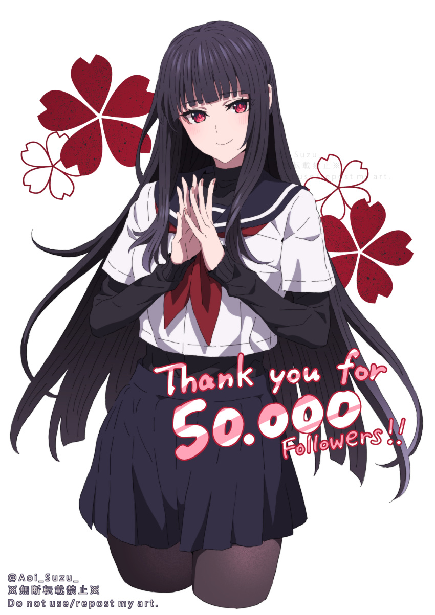 Safebooru - 1girl aoi suzu black hair black pantyhose black sailor collar black skirt blunt ...