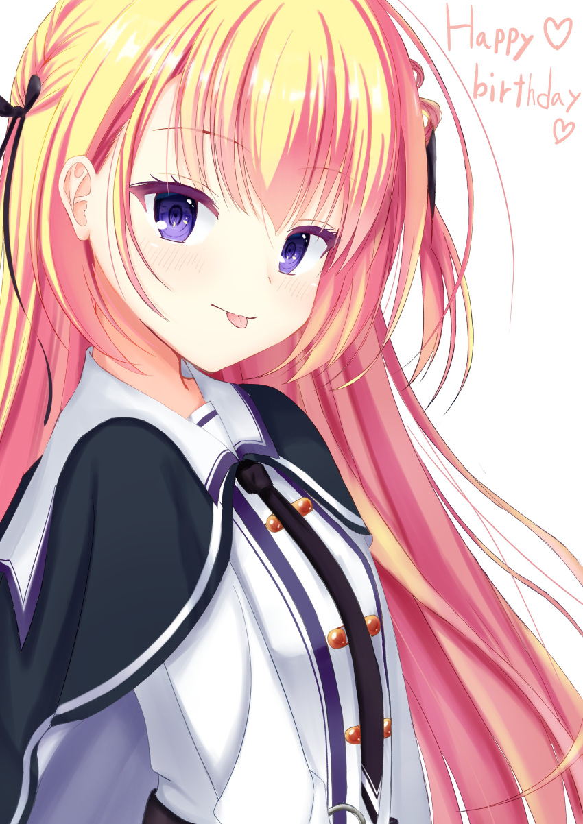 Safebooru - 1girl 2024 :p absurdres black capelet black necktie black ribbon blonde hair blush ...