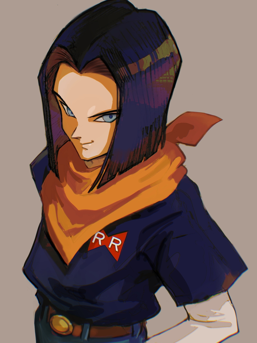 Safebooru - 1boy androgynous android android 17 belt belt buckle black ...