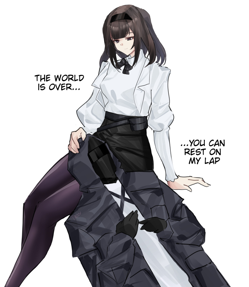 Safebooru - 1girl 1other absurdres ambiguous gender arknights black hairband black pantyhose ...