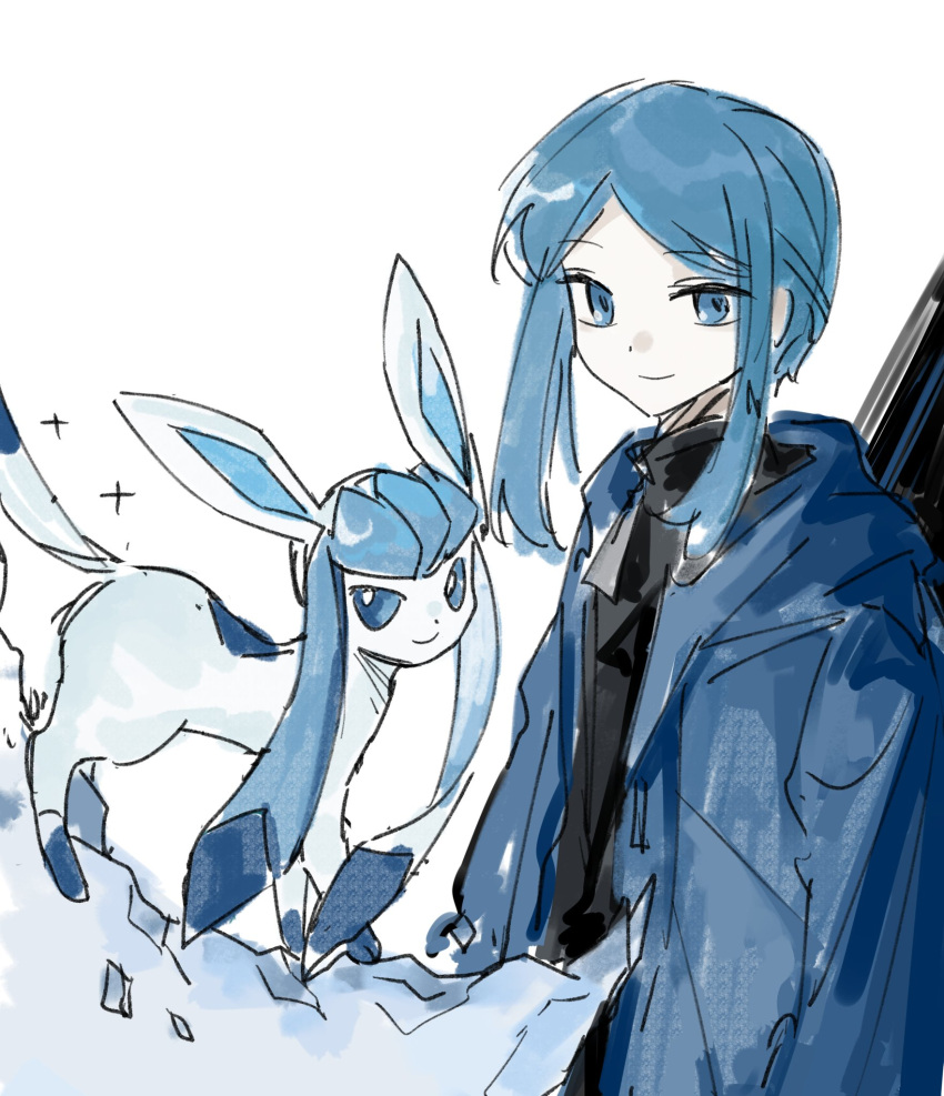 Safebooru - 1girl bari (project moon) black jacket blue coat blue eyes blue hair closed mouth ...