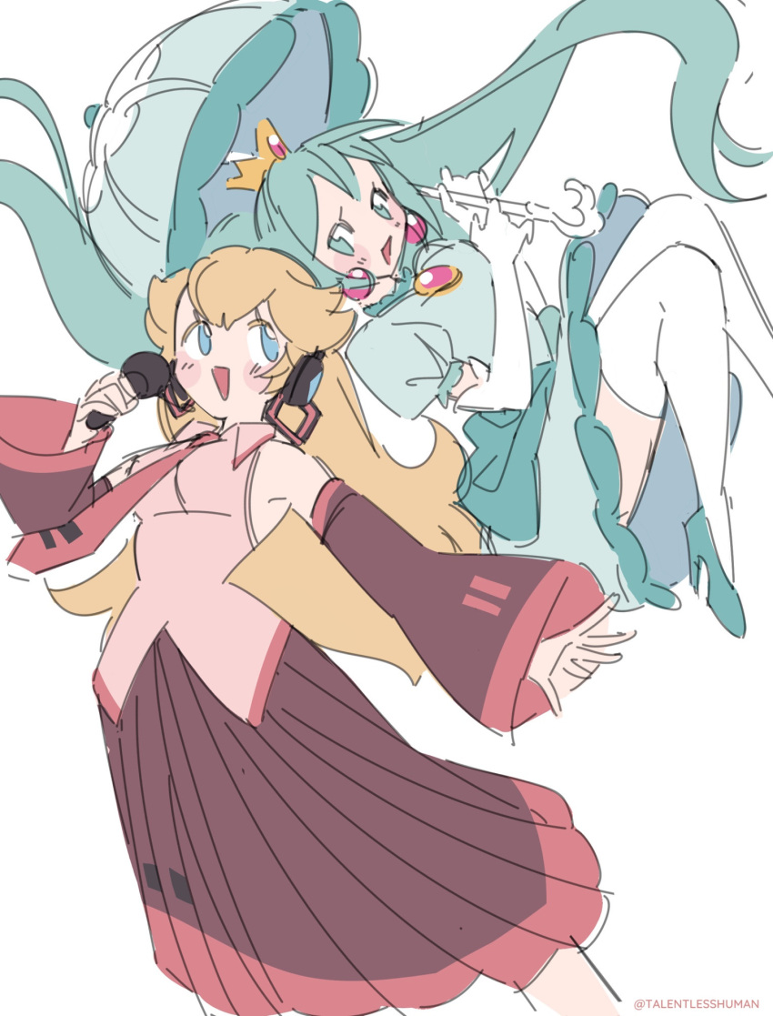 Safebooru - 2girls blonde hair blue dress blue eyes blue hair crossover ...