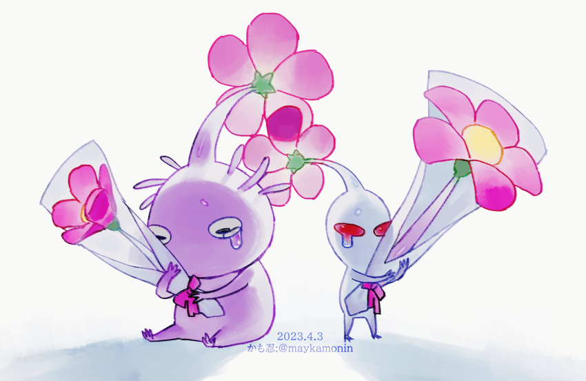 Safebooru - artist name black eyes bouquet bow colored skin commentary ...