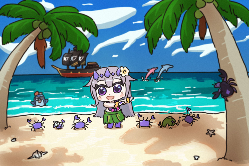 Safebooru - 1girl beach bing huyue bloop (gawr gura) blush stickers ...