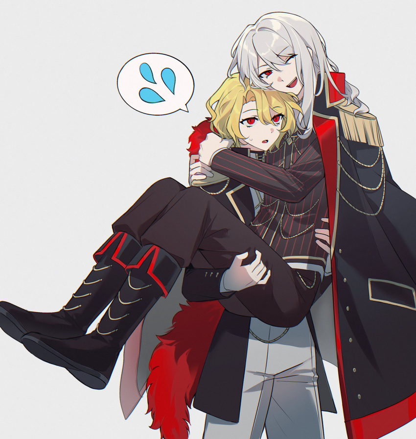 Safebooru - 1boy 1girl aiguillette black coat black footwear black jacket black pants blonde ...