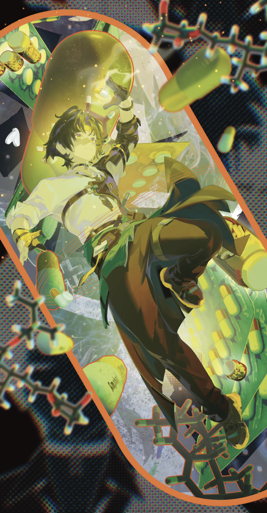 Safebooru - 1boy absurdres asaba harumasa black footwear black gloves black hair black pants ...