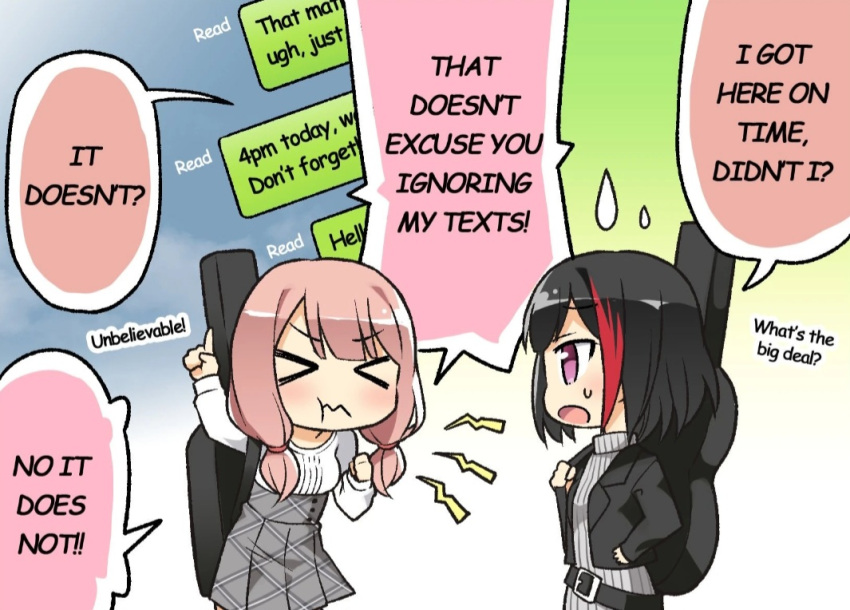 Safebooru - 2girls angry bang dream! dress english text gradient background guitar case mitake ...
