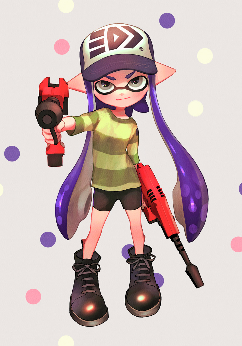 Safebooru - 1girl aiming aiming at viewer baseball cap black footwear ...
