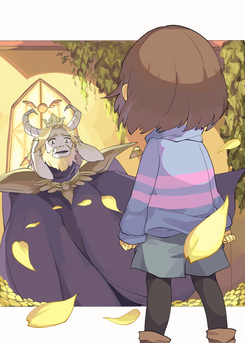 Safebooru - 1boy 1other absurdres animal ears armor arms at sides asgore dreemurr beard black ...