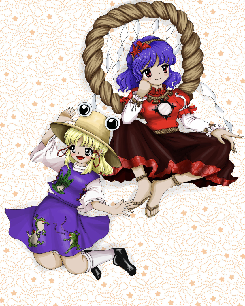 Safebooru - 2girls absurdres animal print black footwear black skirt blonde hair brown hat ...