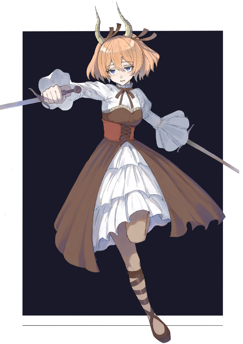 Safebooru - absurdres blue eyes brown footwear brown ribbon brown skirt ...