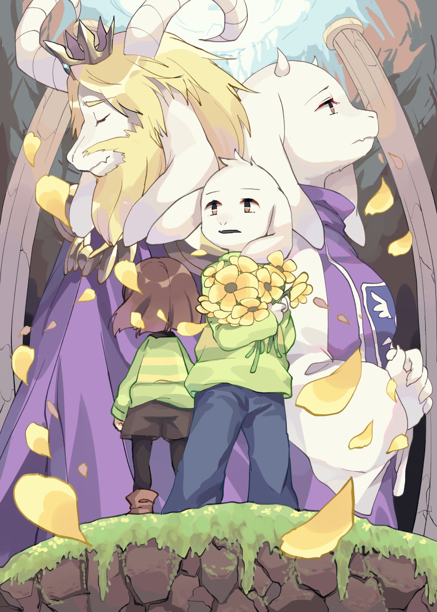 Safebooru - 1girl 1other 2boys absurdres animal ears asgore dreemurr asriel dreemurr back-to ...